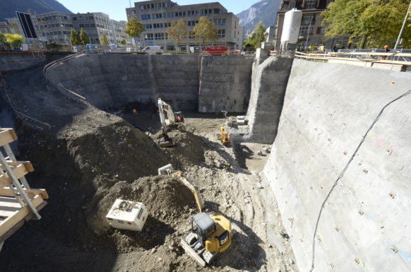 Unterwerk Quader: Baugrube fertiggestellt | Fanzun AG Architekten ...